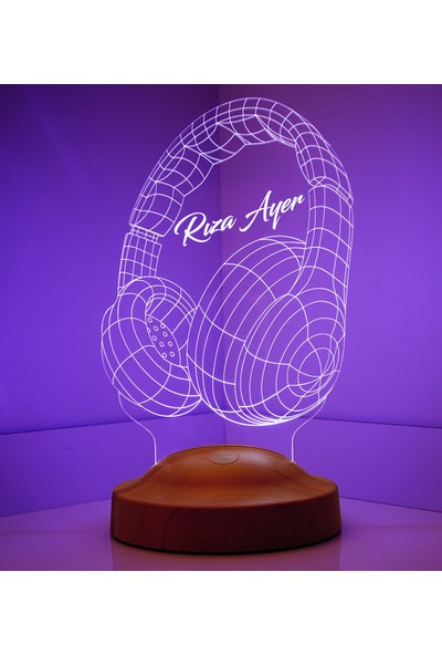 Sevgi Lambası Müzisyen Hediyesi Kişiye Özel 3D Kulaklık Led Lamba