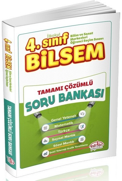 Editör Yayınları 4. Sınıf BİLSEM Tüm Dersler Tamamı Çözümlü Soru Bankası Editör Yayınları 4. Sınıf BİLSEM Tüm Dersler Tamamı Çözümlü Soru Bankası