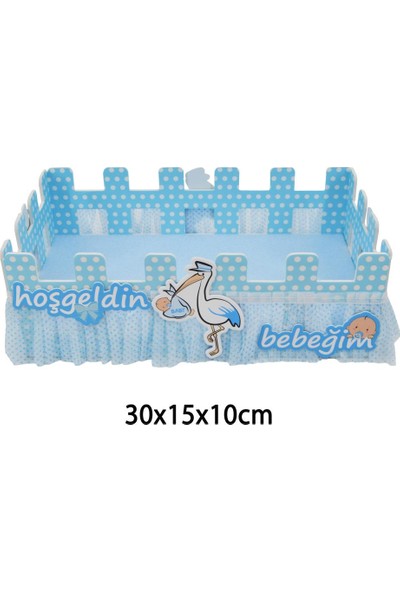 Cansüs Hoşgeldin Bebek Karton Çit Sepet Mavi 35 cm Cansüs Hoşgeldin Bebek Karton Çit Sepet Mavi 35 cm