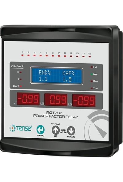 Tense Rgt-12 12 Kademe Trifaze Reaktif Güç Kontrol Rölesi Tense Rgt-12 12 Kademe Trifaze Reaktif Güç Kontrol Rölesi