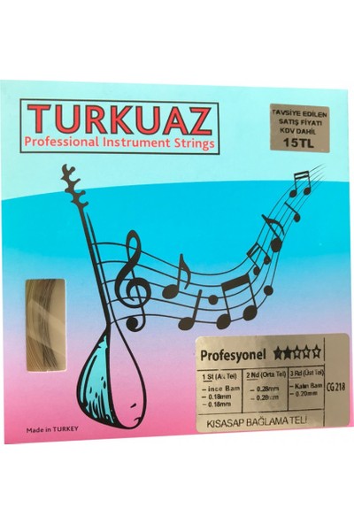 Turkuaz Cg218 Profesyonel Kısa Sap Bağlama Teli + 3 Tezene