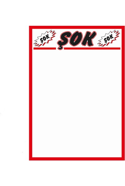 Simge Yapı Dekorasyon A4 Boyutunda Kuşe Kağıda Baskılı Şok Etiketleri Market Etiketleri 50'li Paket