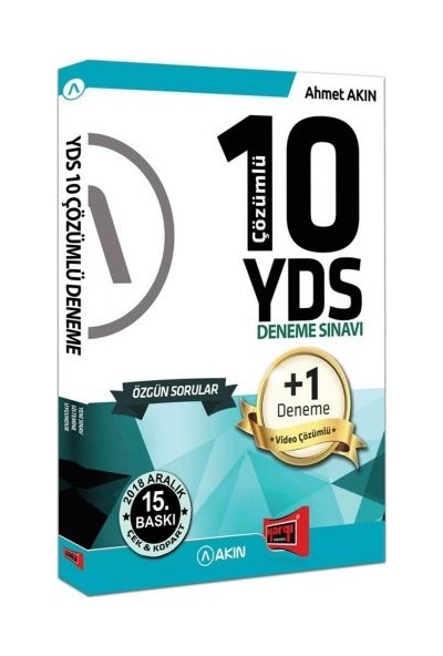 Akın Dil & Yargı Yayınevi YDS 10 +1 Çözümlü Özgün Deneme Sınavı
