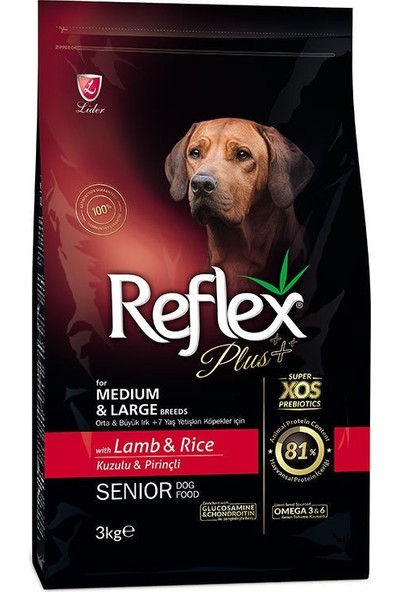 Reflex Plus Orta Ve Büyük Irk +7 Yaş İçin Kuzulu Etli Yaşlı Köpek Maması 3 kg Reflex Plus Orta Ve Büyük Irk +7 Yaş İçin Kuzulu Etli Yaşlı Köpek Maması 3 kg