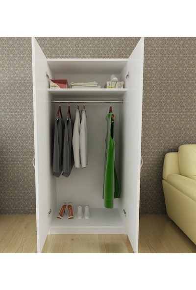 Moonlife 2 Kapaklı Gardırop - Beyaz Moonlife 2 Kapaklı Gardırop - Beyaz