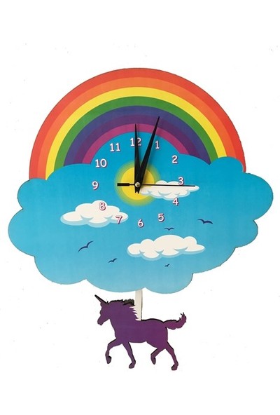 Good Time Unicorn Tek Boynuzlu At Sallanır Sarkaçlı Duvar Saati