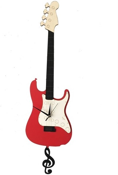 Good Time Büyük Boy Sallanır Sarkaçlı Kırmızı Gitar Duvar Saati Good Time Büyük Boy Sallanır Sarkaçlı Kırmızı Gitar Duvar Saati