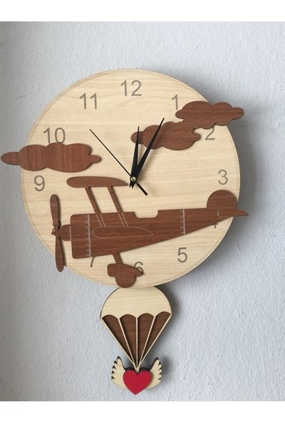 Good Time Yuvarlak Uçak Temalı Sallanır Sarkaçlı Duvar Saati