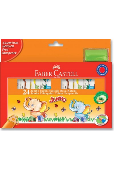 Faber-Castell Jumbo Üçgen Ekolojik Boya Kalemi 24 Renk Faber-Castell Jumbo Üçgen Ekolojik Boya Kalemi 24 Renk