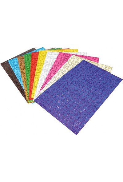 Lino El İşi Kağıdı Simli Spiral Desenli 10 Renk 10'Lu (20X30 Cm.) Lino El İşi Kağıdı Simli Spiral Desenli 10 Renk 10'Lu (20X30 Cm.)