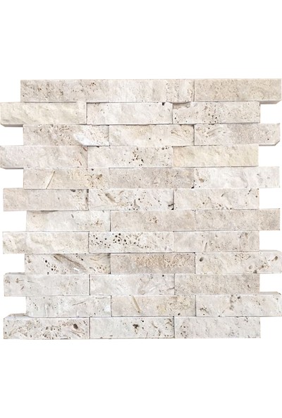 Markataş 2,5X10Cm Klasik Doğal Taş Traverten Patlatma Taş Mozaik Duvar Kaplaması Markataş 2,5X10Cm Klasik Doğal Taş Traverten Patlatma Taş Mozaik Duvar Kaplaması