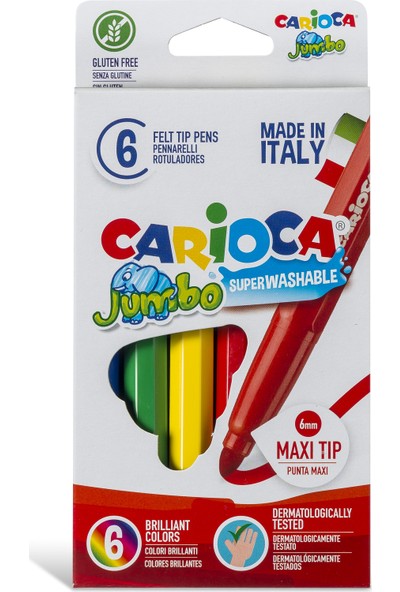 Carioca Jumbo Süper Yıkanabilir Keçeli Boya Kalemi 6'Lı Carioca Jumbo Süper Yıkanabilir Keçeli Boya Kalemi 6'Lı