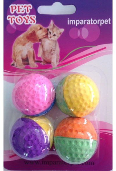 Lion İki Renkli Kedi Oyuncak Sünger Top 4 Lü