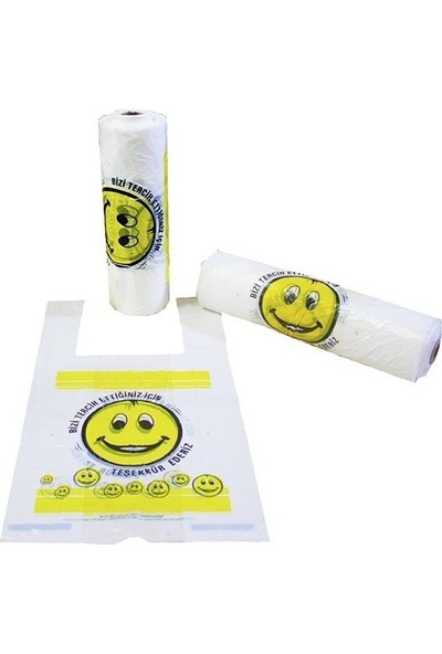 İlka Rulo Hışır Poşet Smile Baskılı Büyük Boy 100'Lü İlka Rulo Hışır Poşet Smile Baskılı Büyük Boy 100'Lü
