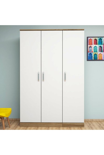 Bimossa K3035 3 Kapaklı Gardırop - Beyaz Ceviz Bimossa K3035 3 Kapaklı Gardırop - Beyaz Ceviz