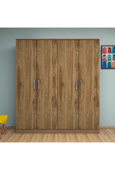 Bimossa K4025 4 Kapaklı Gardırop - Ceviz