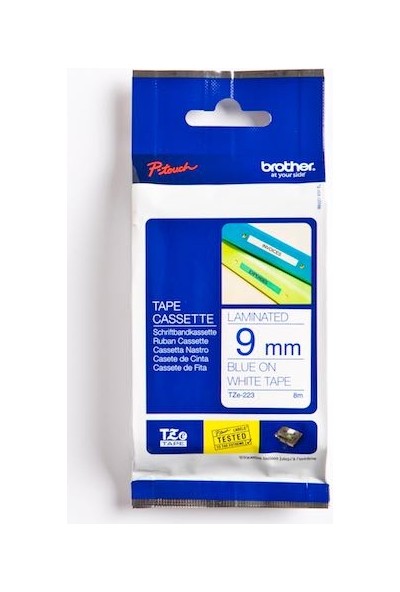 Brother Ptouch Etiket 9Mm Beyaz-Mavi 9Tze223