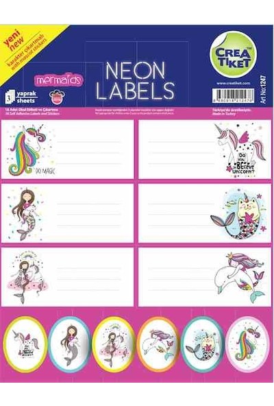 Crea Defter Etiketi Çık. Neon Mermaıds 1247 Crea Defter Etiketi Çık. Neon Mermaıds 1247