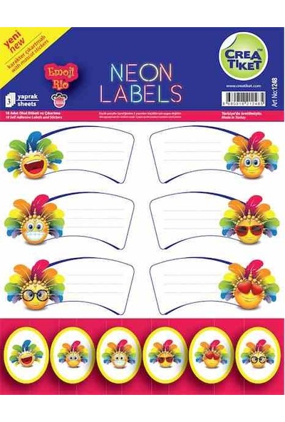 Crea Defter Etiketi Çık. Neon Emojı Rıo 1248 Crea Defter Etiketi Çık. Neon Emojı Rıo 1248