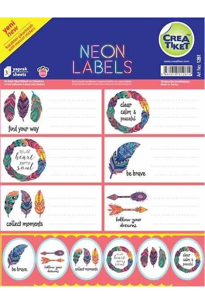 Crea Defter Etiketi Çık. Neon Trıbal 1261 Crea Defter Etiketi Çık. Neon Trıbal 1261