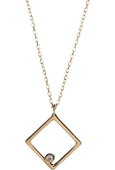 Mat Takı Tasarım 14 Ayar Taş Detaylı Çerçeve Kolye