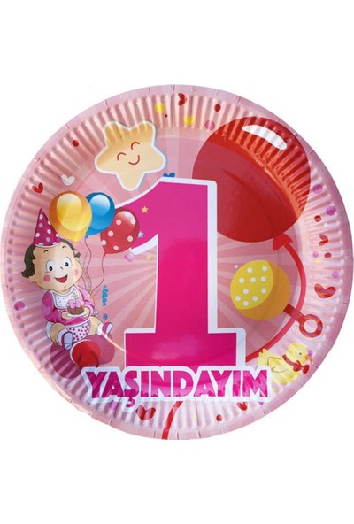Parti Feneri 1 Yaş Kız Pembe Karton Tabak 23 cm 8 Adet Parti Feneri 1 Yaş Kız Pembe Karton Tabak 23 cm 8 Adet