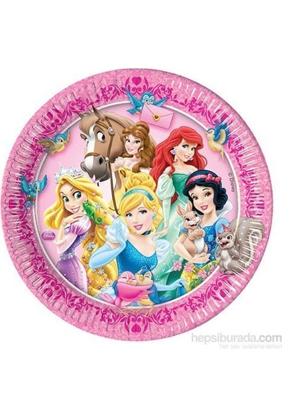 Parti Feneri Princess And Animals Tabak 8'li 23 cm.