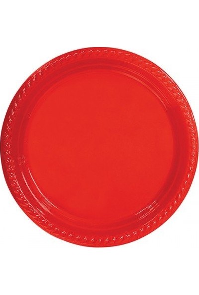 Parti Feneri Kırmızı Plastik Tabak 25'li