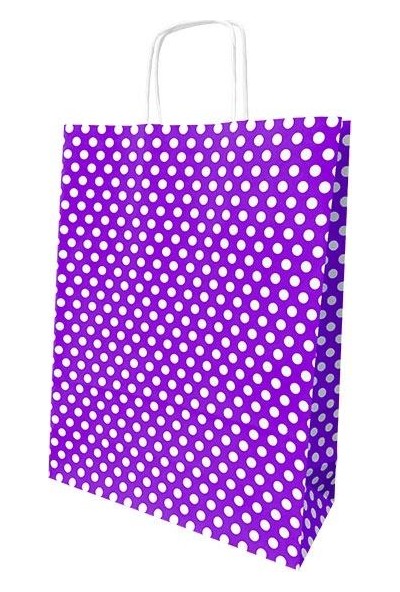 Kraft Çanta Mor Puantiyeli Orta 25Li