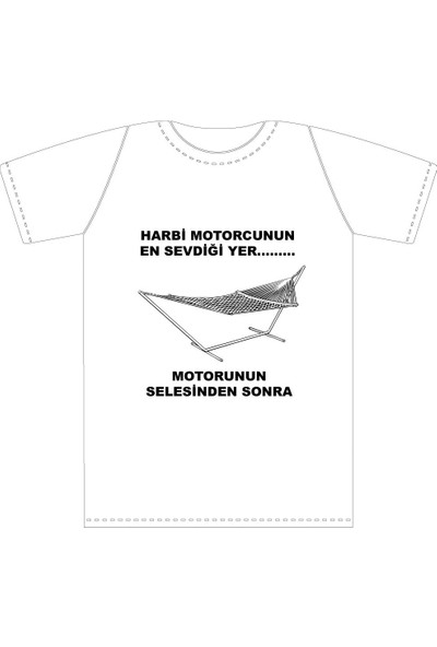 Harbi Motorcu T-Shirt Hamak (Beyaz)