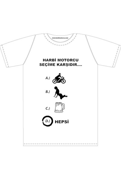 Harbi Motorcu T-Shirt Seçim (Beyaz) Harbi Motorcu T-Shirt Seçim (Beyaz)