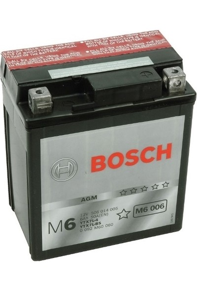 Fiamm Bosch 6 Ah M6006 Ytx7L-Bs Motosiklet Aküsü Fiamm Bosch 6 Ah M6006 Ytx7L-Bs Motosiklet Aküsü