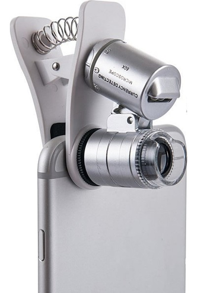 Microcase 60x Mini Cep Telefonu için Mandallı Mikroskop UV Ledli Cam Büyüteç - MMK102 Microcase 60x Mini Cep Telefonu için Mandallı Mikroskop UV Ledli Cam Büyüteç - MMK102