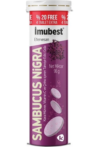 İmubest Sambucus Nigra & Vitamin C & Çinko 24 Efervesan Tablet İmubest Sambucus Nigra & Vitamin C & Çinko 24 Efervesan Tablet