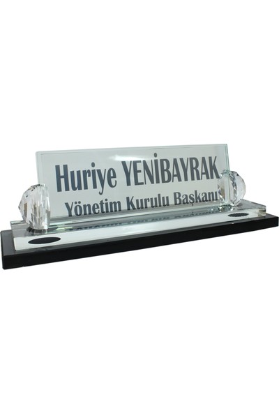 İkiyıldız Kristal AS017 Ofis Masaüstü Kristal İsimlik Serigrafi Baskılı