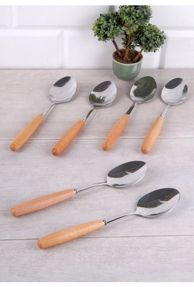 Queen's Kitchen 6 Adet Bambu Saplı Çelik Yemek Kaşık