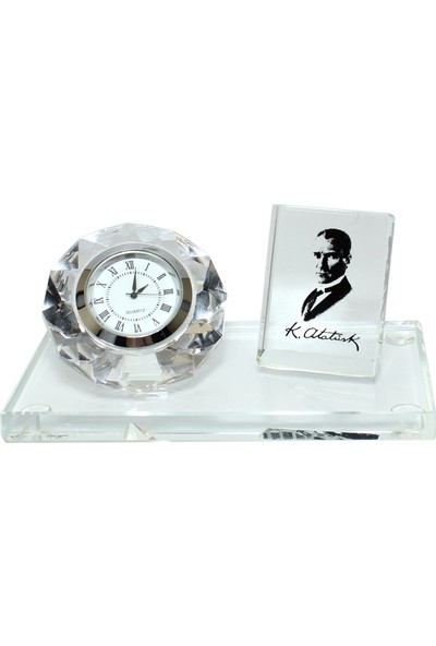 İkiyıldız Kristal AS035 Çift Taraflı Atatürk Baskılı İmzalı Masaüstü Saatli Kristal Hediyelik İkiyıldız Kristal AS035 Çift Taraflı Atatürk Baskılı İmzalı Masaüstü Saatli Kristal Hediyelik