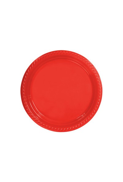 Tabak Plastik Yuvarlak 22 Cm Kırmızı 25 Adet