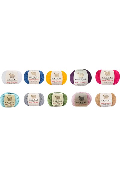 Gazzal Baby Cotton Gazzal Baby Cotton 10 Farklı Renkte İp Seti (Set 2) Gazzal Baby Cotton Gazzal Baby Cotton 10 Farklı Renkte İp Seti (Set 2)