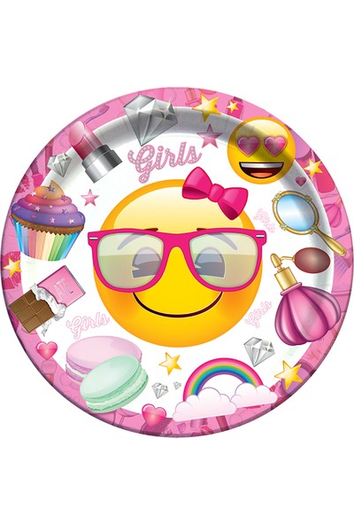 Parti Bulutu Emoji Süslü Karton Tabak 23 cm 8'li