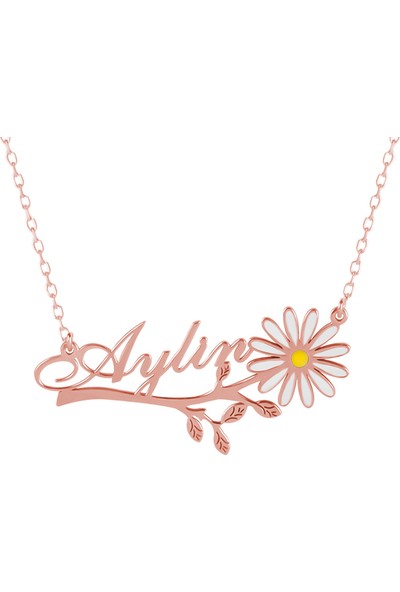 Glorria Kişiye Özel İsimli Gümüş Papatya Kolye Glr512-31257