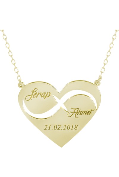 Glorria Kişiye Özel İsimli Tarihli Kalp Gümüş Kolye Glr599-31543