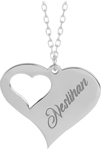 Glorria Kişiye Özel İsimli Kalp Gümüş Kolye Glr601-31528 Glorria Kişiye Özel İsimli Kalp Gümüş Kolye Glr601-31528