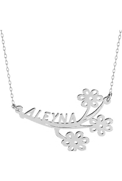 Glorria Kişiye Özel İsimli Çiçek Gümüş Kolye Glr636-31938