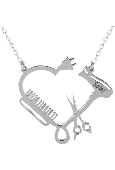 Glorria Kişiye Özel İsimli Kuaför Gümüş Kolye Glr644-31906