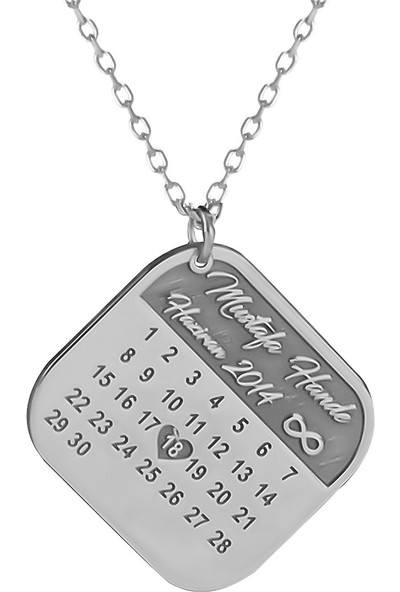 Glorria Kişiye Özel İsimli Tarih Gümüş Kolye Glr648-31890