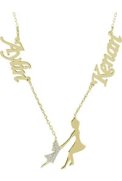 Glorria Kişiye Özel İsimli Anne Kız Gümüş Kolye Glr742-32001