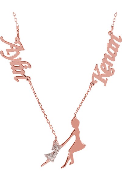 Glorria Kişiye Özel İsimli Anne Kız Gümüş Kolye Glr742-32003