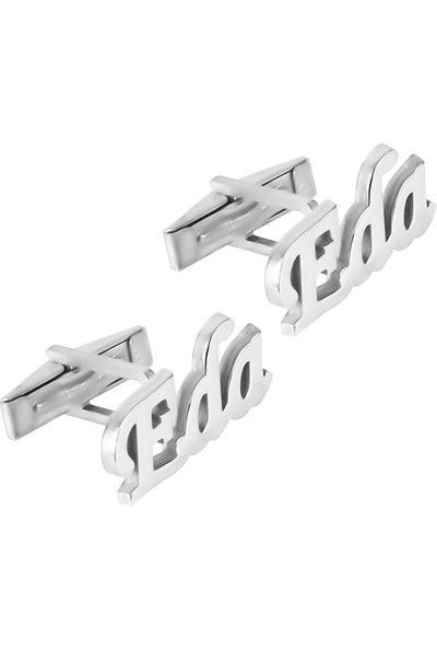 Glorria Kişiye Özel İsimli Gümüş Erkek Kol Düğmesi Glr847