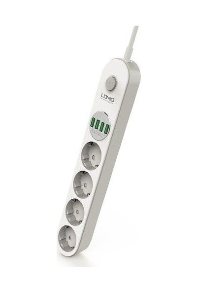 Ldnio 4'Lü Akım Korumalı Priz Soketi 4Usb Şarj Cihazı-Güç Düğmeli Ldnio 4'Lü Akım Korumalı Priz Soketi 4Usb Şarj Cihazı-Güç Düğmeli